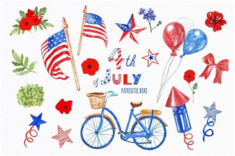 4th Of July Patriotic Independence USA Watercolor Clipart