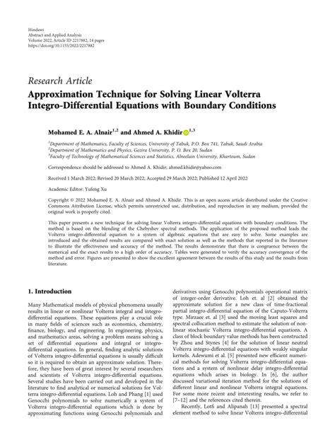 pdf approximation technique for solving linear volterra integro differential equations with