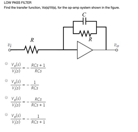 Solved Low Pass Filter Find The Transfer Function Chegg