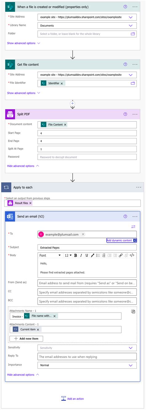 how to split pdf documents into multiple ones in power automate microsoft flow azure logic