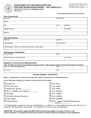 Fillable Online Nd Electronic Filing Registration For Software
