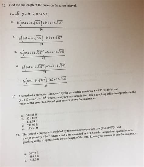 solved find the arc length of the curve on the given