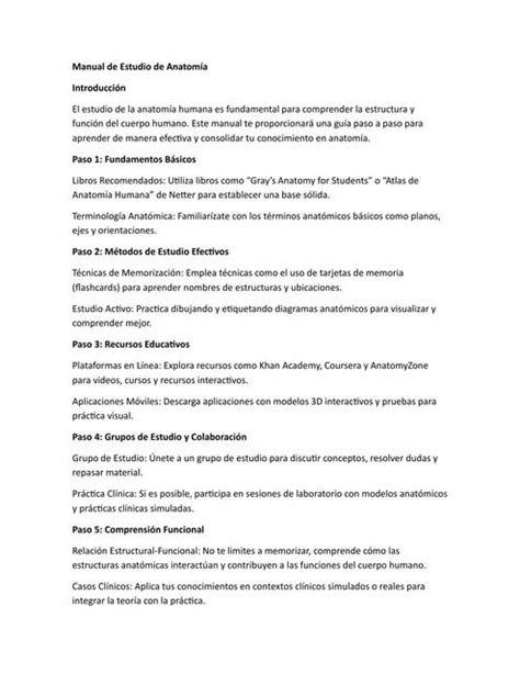 Manual De Estudio De Anatomia Liza Stuudio Udocz