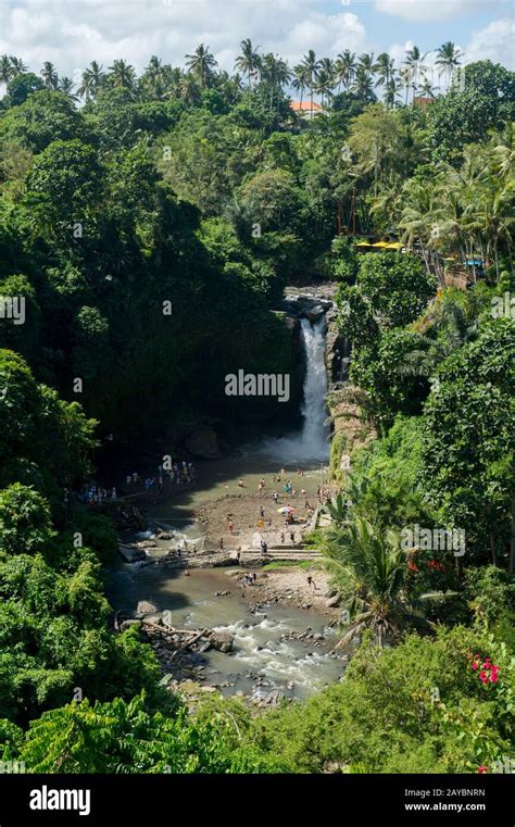 View Of The Tegenungan Waterfall Tukad Petanu River Near Ubud Bali