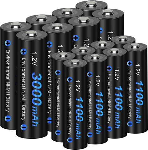 EBL 16pcs 1 2V AA AAA Ni MH Batterie Ricaricabili Combinate Confezione