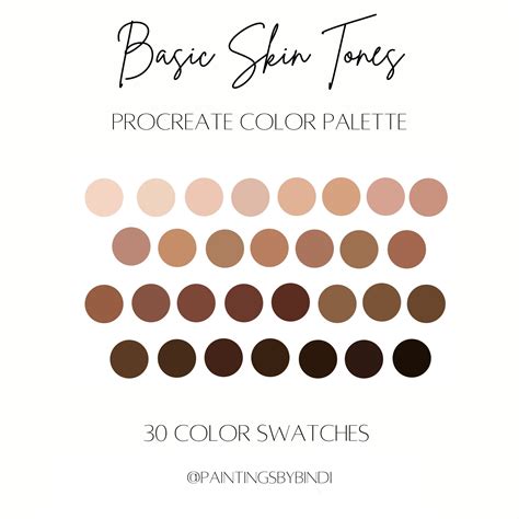 Skin Tones Color Palette Swatches Procreate Skin Tone Chart Colours