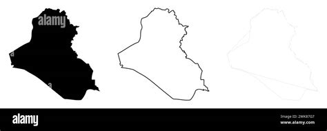 Iraq Country Silhouette Set Of 3 High Detailed Maps Solid Black