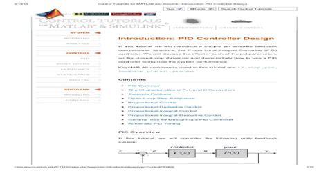 Control Tutorials For Matlab And Simulink Introduction Pid