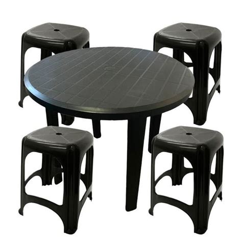 Kit Mesa Desmont Vel Redonda Preta Bancos Gold Preto Jr