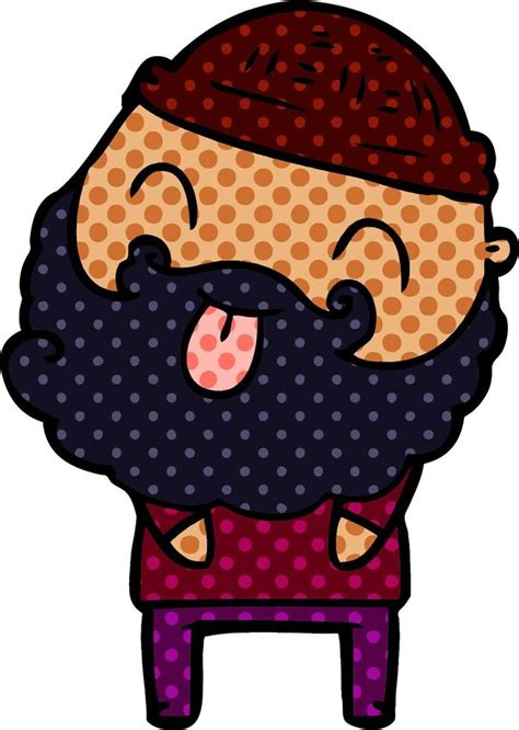 Man With Beard Sticking Out Tongue 12419738 Vector Art At Vecteezy