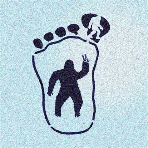 Bigfoot Outline Foot W Bigfoot Peace Sign Stencil Yeti Sasquatch