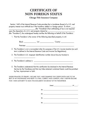 Certificate Non Foreign Status Title Fill Online Printable Fillable