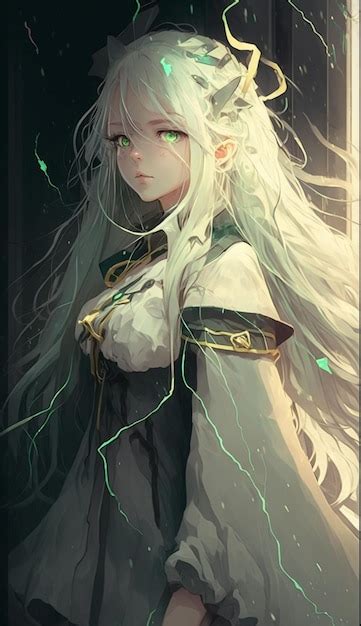 Premium Photo Anime Style Illustration Of A Woman With Long White