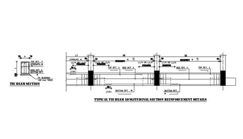Typical Tie Beam Longitudinal Section Reinforcement Details Cadbull