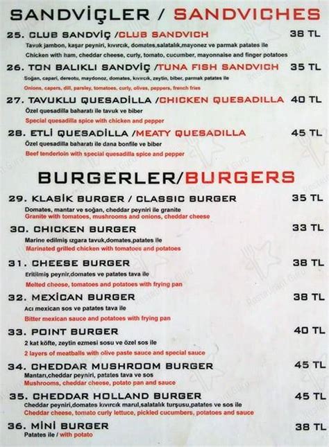 Menu at Kebap Point Istanbul Ciragan Cd Yali Sk No3 Beşiktaş