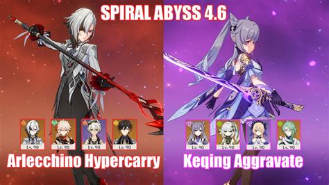 C0 Arlecchino Hypercarry C5 Keqing Aggravate Spiral Abyss 4 6