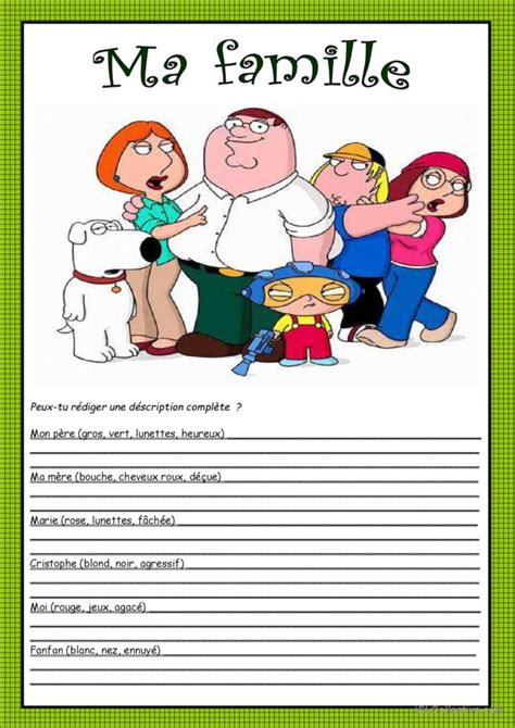 ma famille Français FLE fiches pedagogiques pdf doc