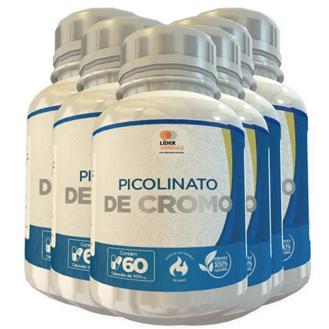 Picolinato De Cromo 500Mg 60 Cápsulas Kit 6 Potes Submarino