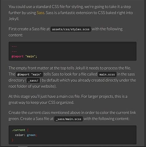 at rule or selector expected error following jekyll tutorial help jekyll talk