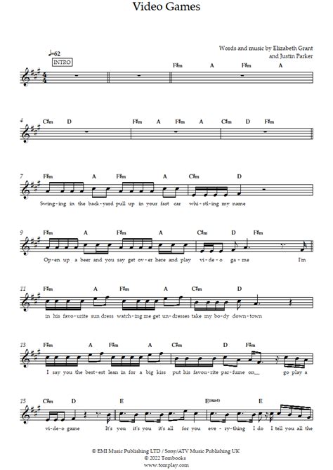 Video Games Lana Del Rey Partitura Vocal