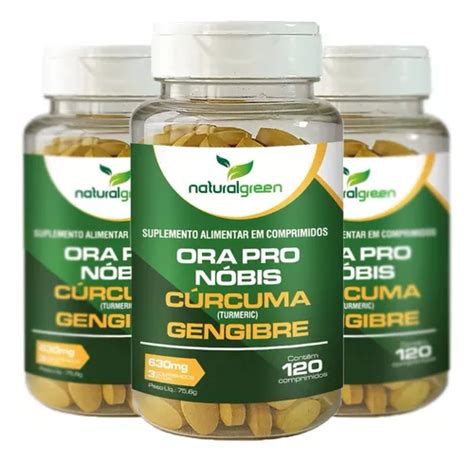 Kit 3 Ora Pro Nóbis curcuma Gengibre 120 Cápsulas Parcelamento