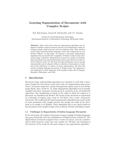 pdf learning segmentation of documents with complex scripts