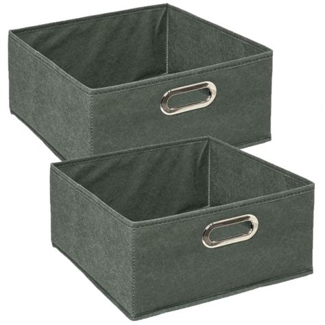 Lot De 2 Boites De Rangement En Tissu L 31 X H 15 Cm Vert Kaki