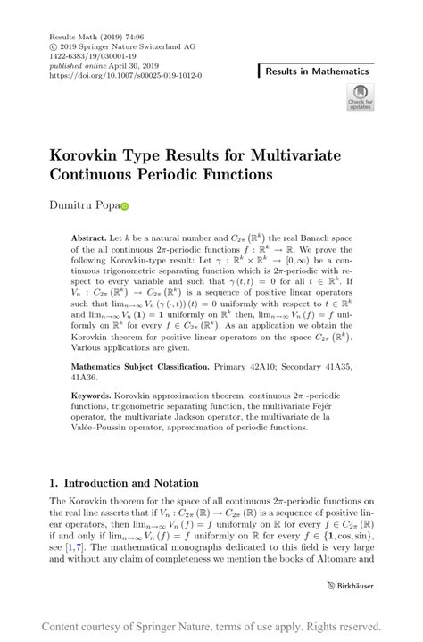 korovkin type results for multivariate continuous periodic functions request pdf
