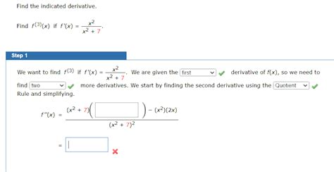 solved find the indicated derivative x2 find f 3 x if