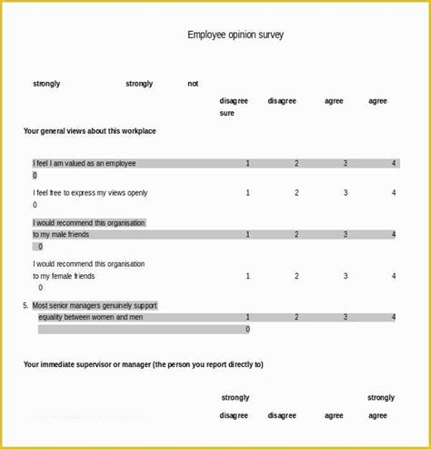 Printable Employee Satisfaction Survey Template