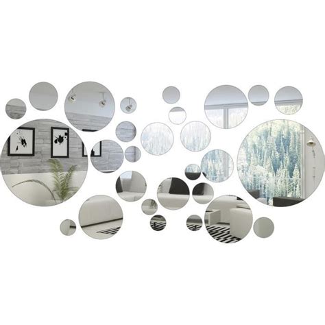 32 Pièces Autocollant Mural De Miroir Cercle Rond De Décoration