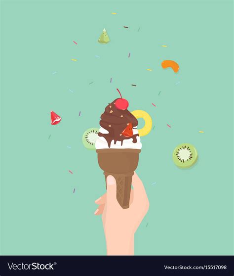 Hand Holding Ice Cream Cone Royalty Free Vector Image