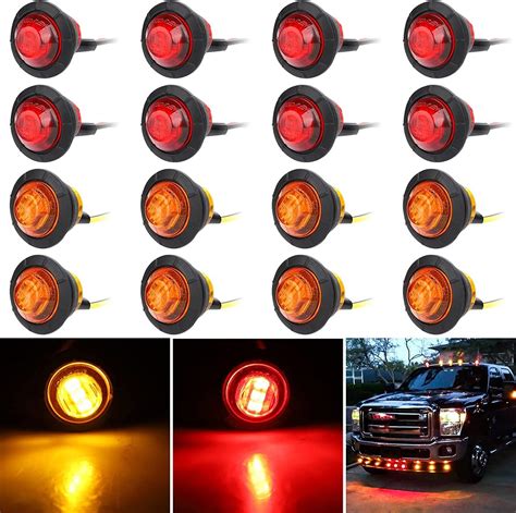 Lot de 16 feux de signalisation LED ronds de 1 9 cm 8 pièces ambrées