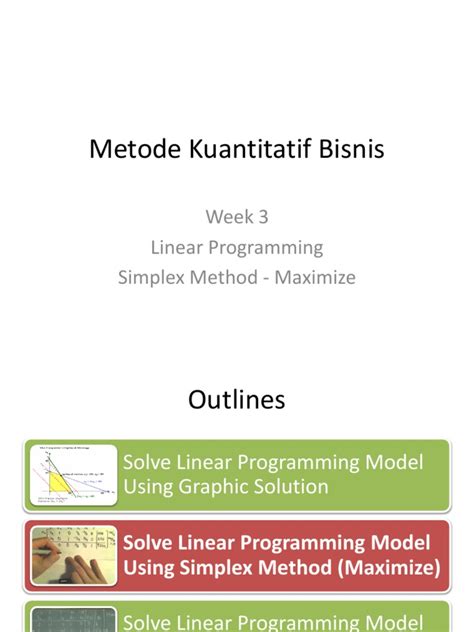 week 3 linear programming simplex method max pdf linear programming mathematical optimization