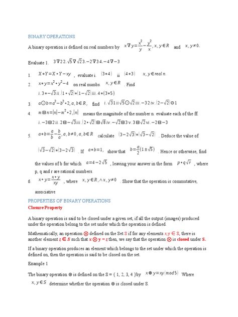 binary operations