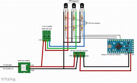 Rgb Led Strip Controlled By Arduino Pro Mini And Powered By 12v Wall Adapter Project Guidance