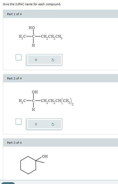 Solved Give The IUPAC Name For Each Compound Part 1 Of 4 Chegg