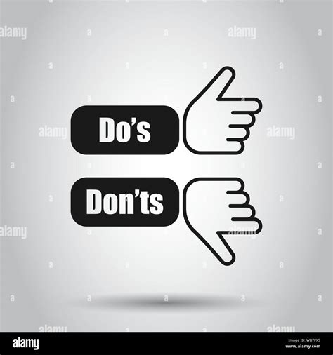 Do S And Don Ts Sign Icon In Flat Style Like Unlike Vector