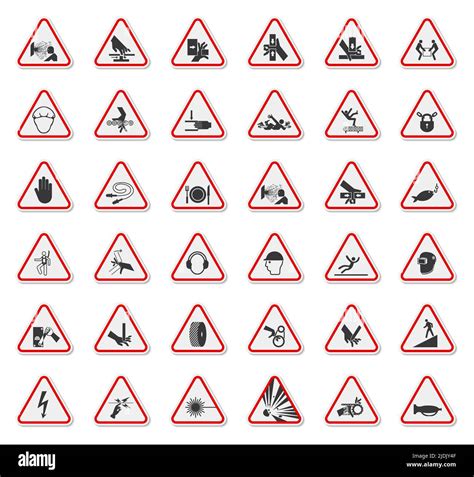 Avertissement symboles de danger étiquettes panneau isoler sur fond