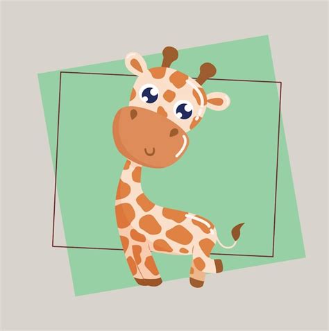 Linda ilustración vectorial de jirafa Vector Premium