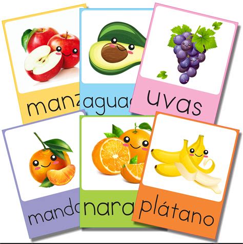 Flashcards Frutas Y Verduras En Espa Ol Printable Spanish Flashcards