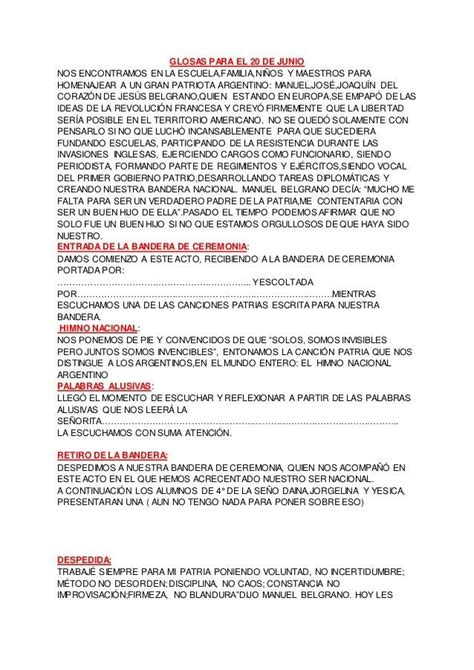 Glosas Para El 20 De Junio Escuela Familia Bandera Nacional Junio