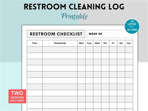Printable Restroom Cleaning Log For Businesses Bathroom Cleaning Log