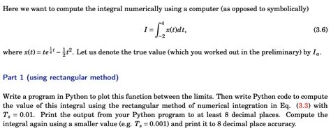 solved we compute this integral in python by discretizing