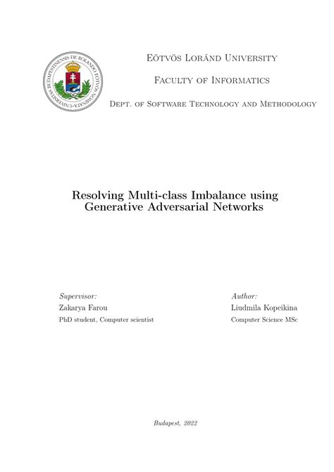 pdf resolving multi class imbalance using generative adversarial networks