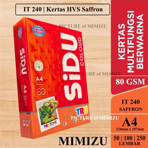 Jual SIDU Kertas HVS Warna A4 80 Gsm IT240 SAFFRON Merah BATA