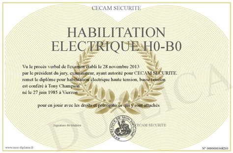 Habilitation Electrique H0 B0