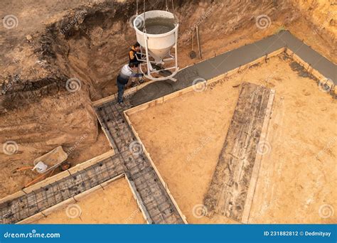 Formwork And Reinforcement Of Concrete Foundation With Metal Anchor