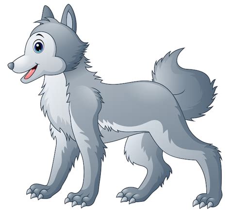Dibujos Animados Lindo Lobo Vector Premium