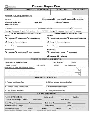 Fillable Online Santacruz K12 Ca Personnel Request Form Santa Cruz